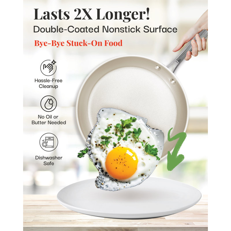 Gotham Steel Naturals Cream 12 Piece Ultra Nonstick Ceramic Cookware Set with Stay Cool Handles ...